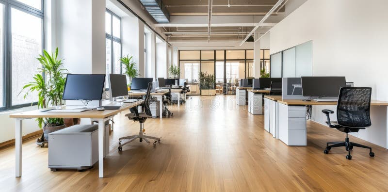 Modern Office Interior with Multiple Workstations and Natural Light ...