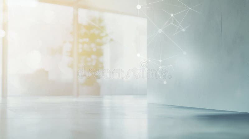 Modern Office Interior with Network Connecting Points Representing ...