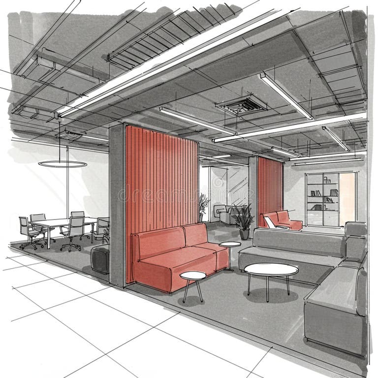 Modern Office Interior with an Open Layout Features a Relaxed Seating ...