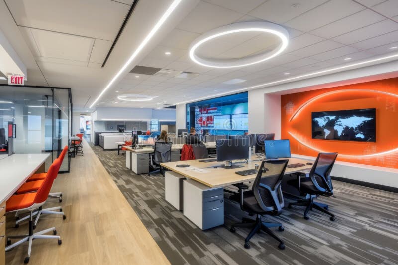 Modern Office Interior with Open Workspace and Collaborative Design in ...