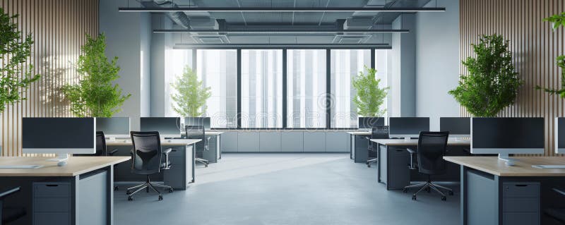 Modern Office Interior with Plants and Natural Light Stock Image ...