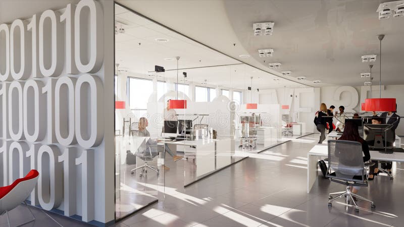 Modern Office Interior with a Reception Area and an Open Space Stock ...