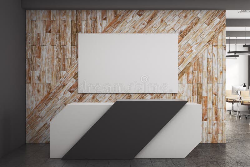 Modern Reception with Empty Billboard Stock Illustration - Illustration ...