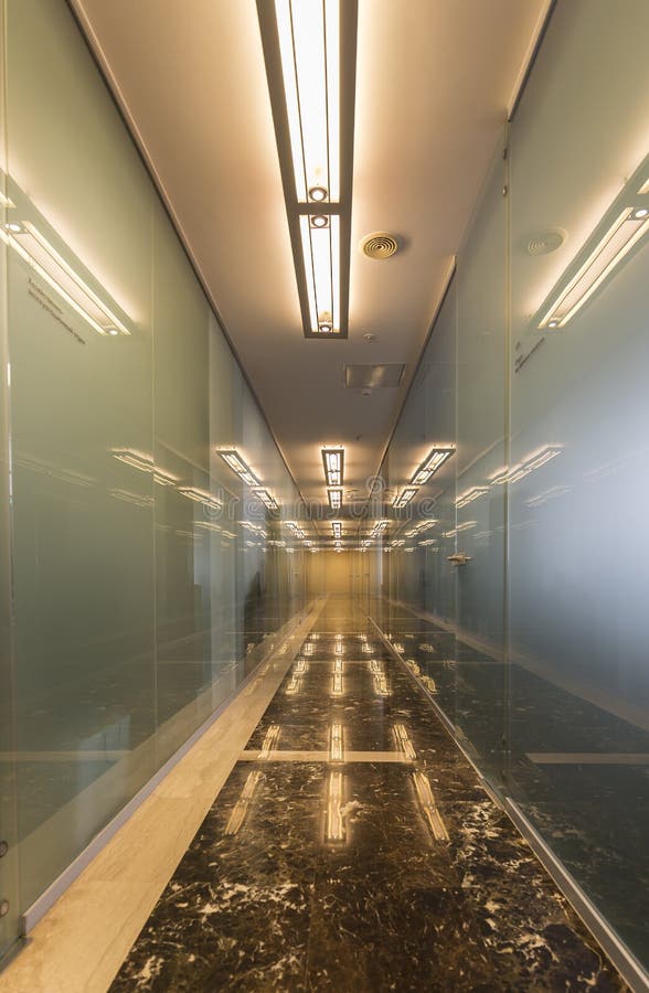 Modern Office Interior with Reflections Stock Photo - Image of finance ...