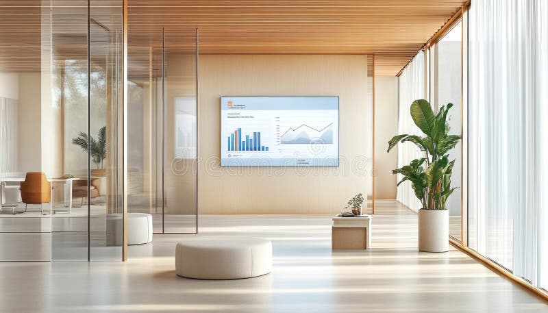 Modern Office Interior Showing Statistics Large Screen Stock Photos ...