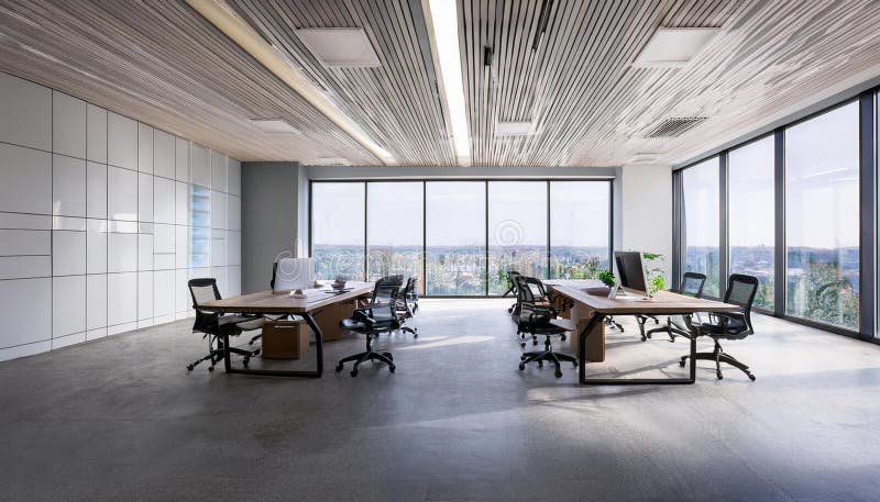 Modern Office Interior with Spacious Design and Natural Light. 3D ...