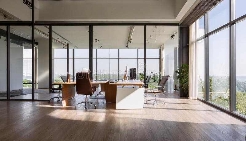 Modern Office Interior with Spacious Design and Natural Light. 3D ...
