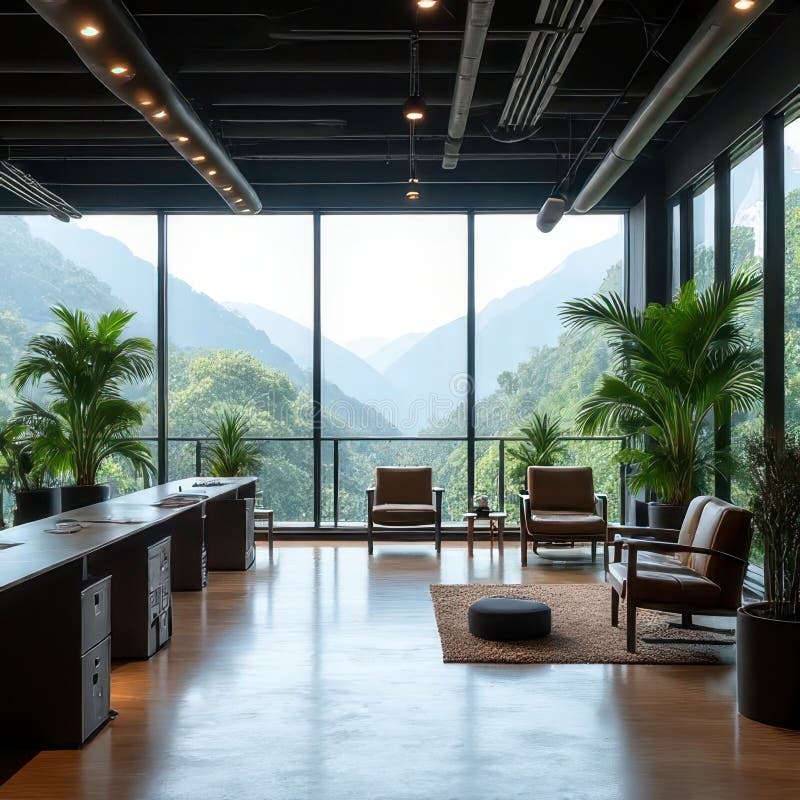 Modern Office Interior with Stunning Views and Natural Lighting Stock ...