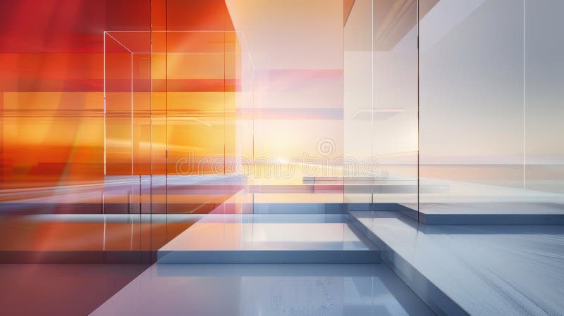 Modern Office Interior at Sunset with Vibrant Color Filters Stock Image ...