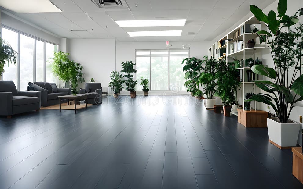 Modern Office Interior with Table Modern Living Room Modern Office ...