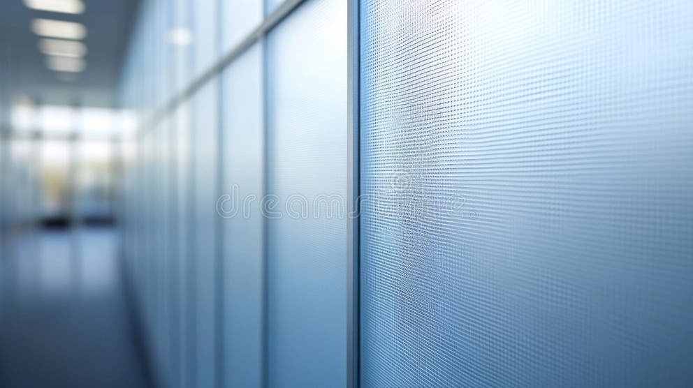 Modern Office Interior Textured Glass Wall Design Stock Illustration ...