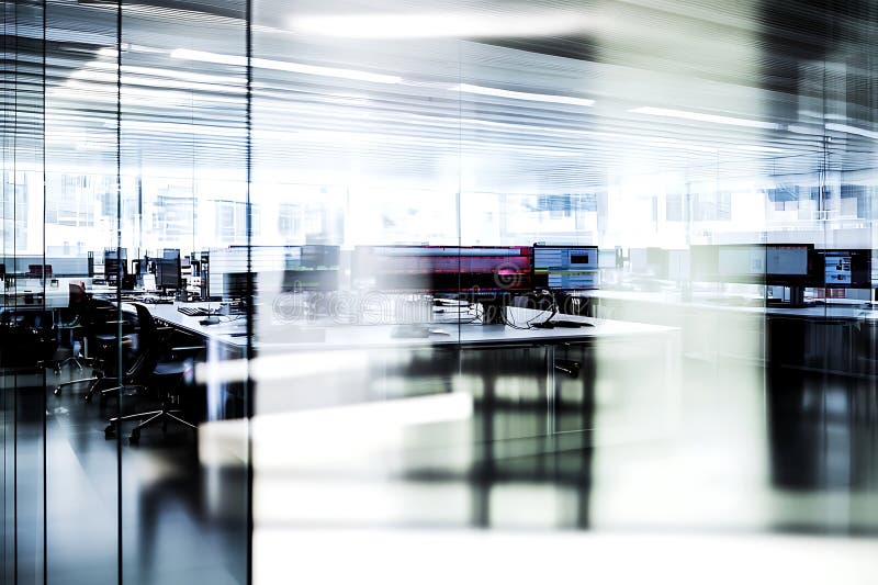Modern Office Interior a View through Glass Partitions Stock ...