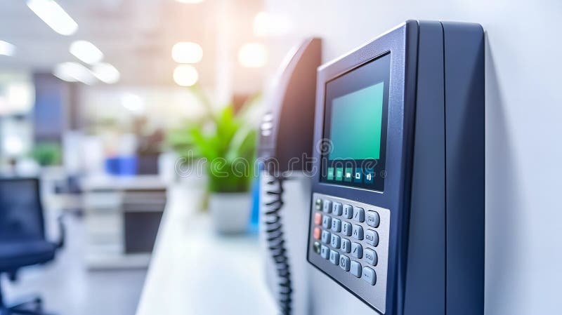 Modern Office Interior with Wall-mounted Communication Device Stock ...