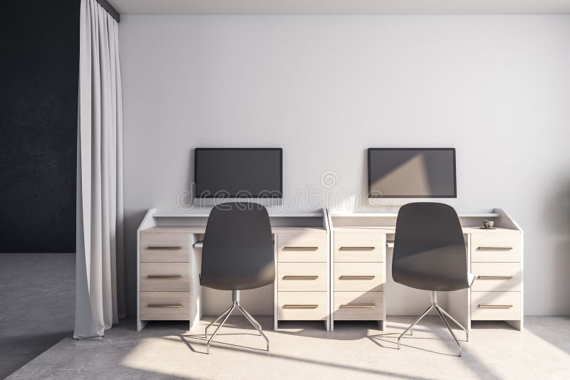 Modern Office Interior Withtwo Computers Stock Illustration ...