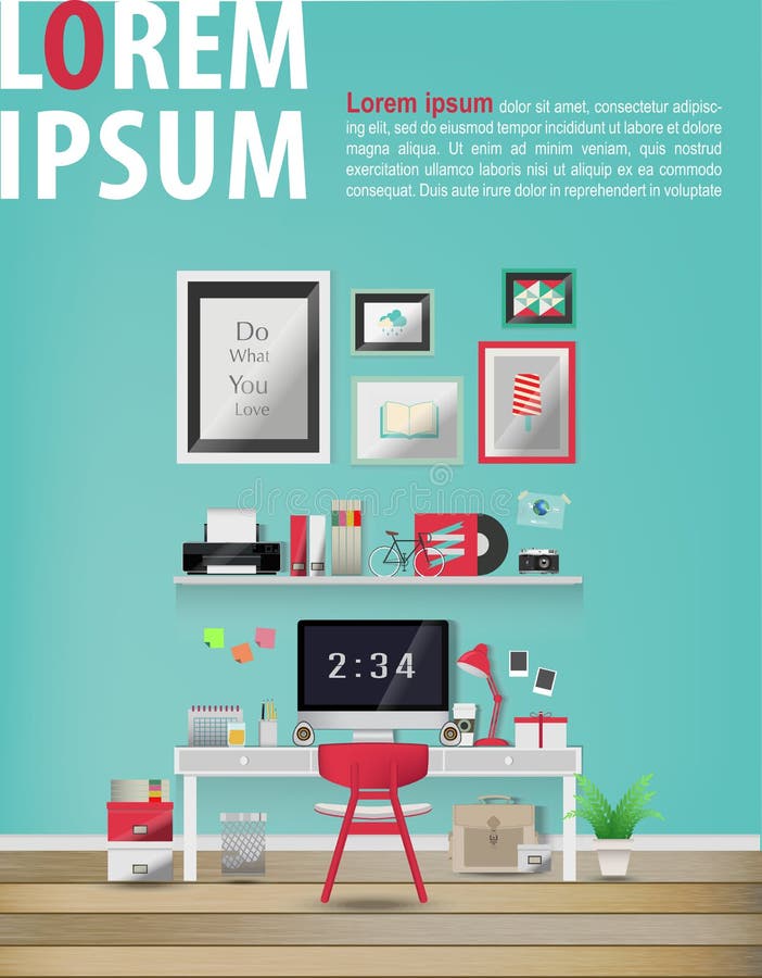 Modern Office Interior,work Space. Stock Vector - Illustration of ...