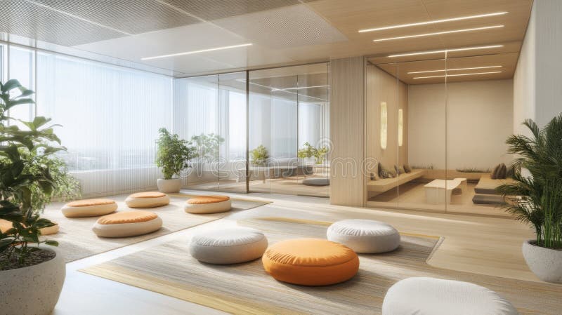 Modern Office Interior with Zen-Inspired Relaxation Area Stock ...