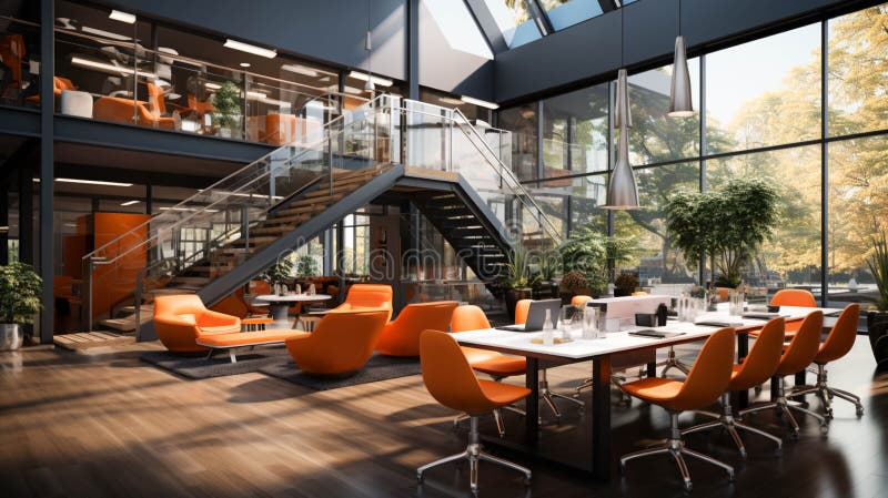 Modern Office Kitchen Area Interior Stock Illustration - Illustration ...