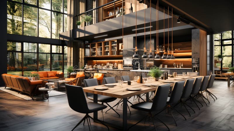 Modern Office Kitchen Area Interior Stock Illustration - Illustration ...