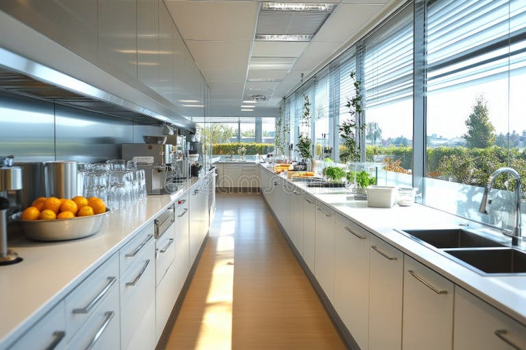 A Modern Office Kitchenette, Clean and Functional, Workplace Setting ...
