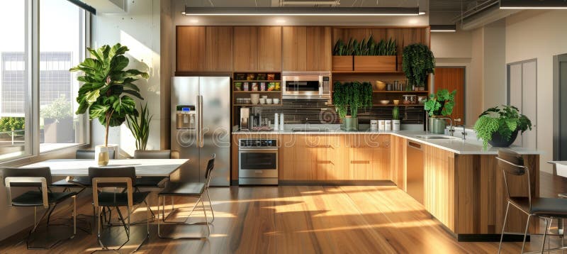 Modern Office Kitchenette with Energy Efficient Appliances and ...