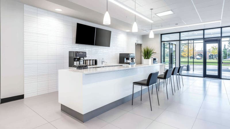 Modern Office Kitchenette stock illustration. Illustration of workspace ...