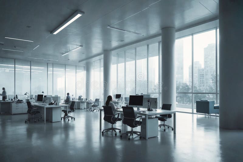 A Modern Office with Large Windows and a Large Amount of Daylight Stock ...
