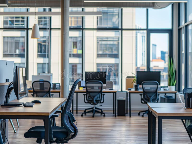 Ai Generated Modern Office Space Multiple Workstations Ergonomic Chairs Stock Photos - Free ...