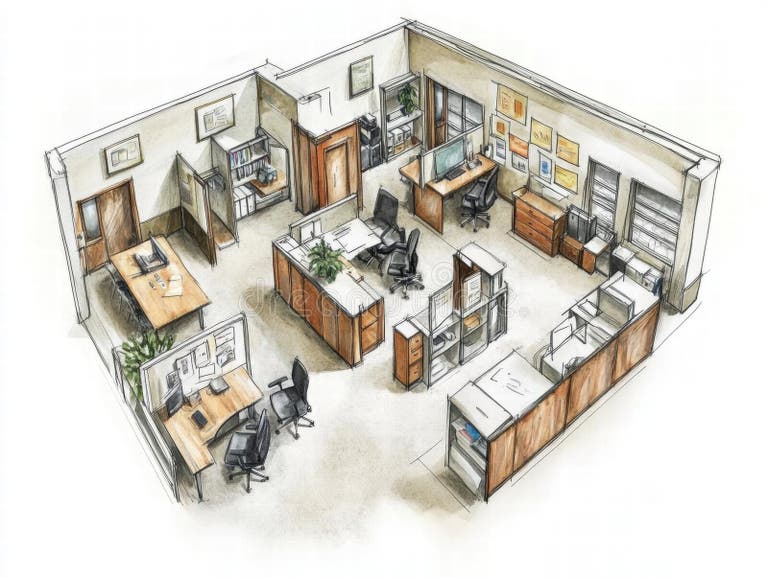 Modern Office Layout Design Shows Workspace Functionality and ...