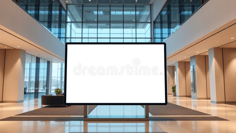 Modern Office Lobby Digital Display Mockup Blank Screen for ...