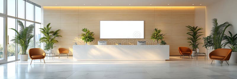 Modern Office Lobby with Empty Digital Signage Screen, Contemporary ...