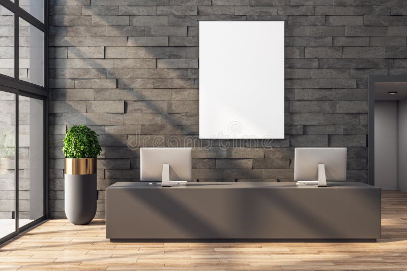 Modern Office Lobby with Frame Stock Illustration - Illustration of ...