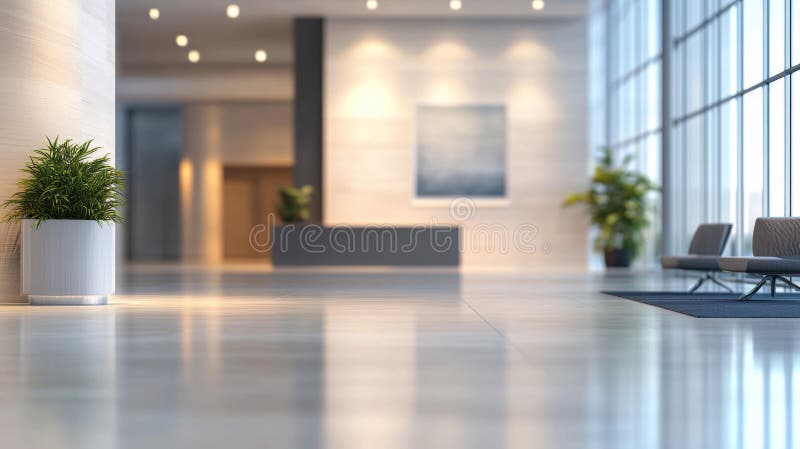Modern Office Lobby Interior with Bright Lighting Stock Illustration ...