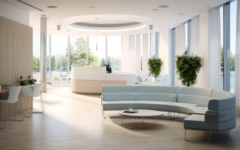 Modern Office Lobby Interior. 3d Rendering Mock Up Toned Image Stock ...