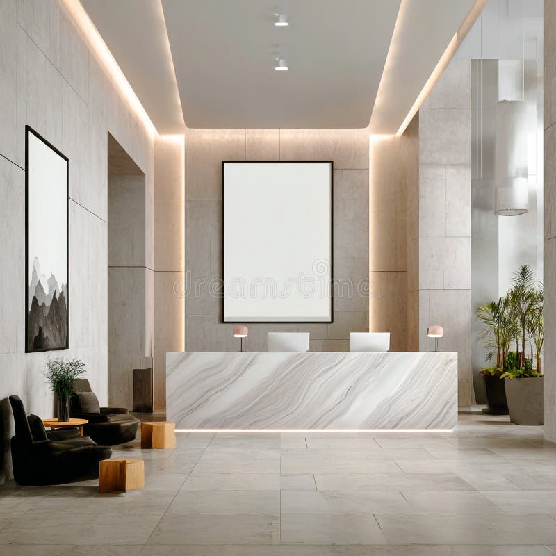 Modern Office Lobby Minimalist Design Elegant Reception Area Stock ...