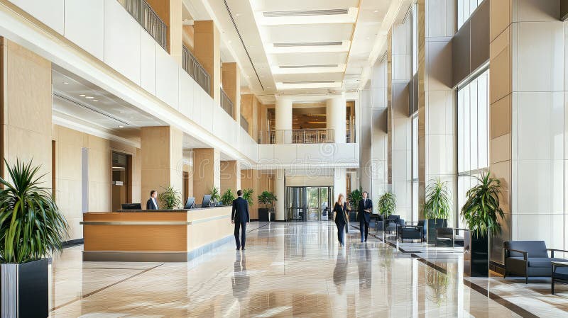 Modern Office Lobby with Natural Light Stock Image - Image of floor ...