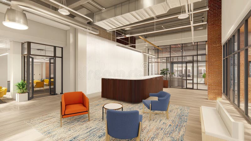 Modern Office Lobby Reception Area Design Stock Image - Image of office ...