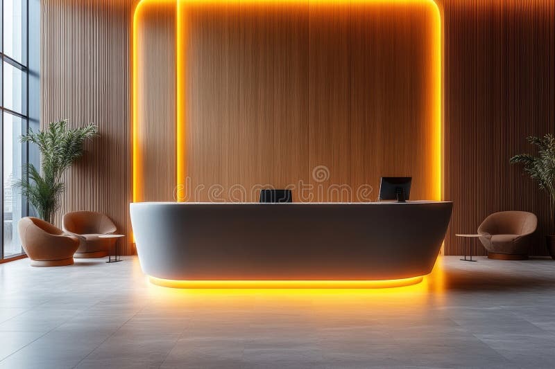 Modern Office Lobby, Modern Office Lobby with a Sleek Reception Desk ...