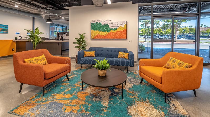 Modern Office Interior Design Reception Area Outdoor View Stock Photos ...