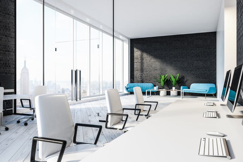 Modern Office with Lounge Area Stock Illustration - Illustration of ...
