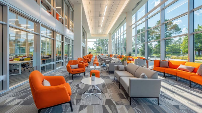 Modern Office Lounge with Natural Light Stock Illustration ...