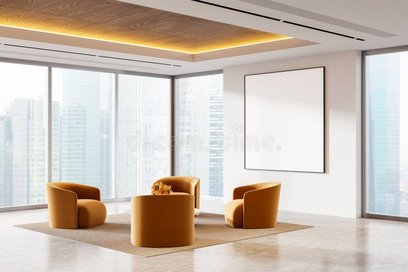 Modern Office Lounge with Stylish Chairs and Large Windows. Stock ...