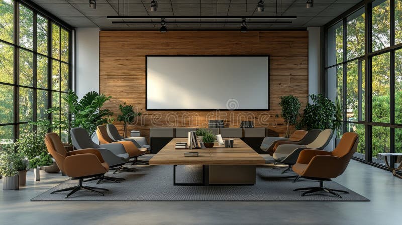 Modern Office Meeting Room Design in Bright Open Space with Natural ...