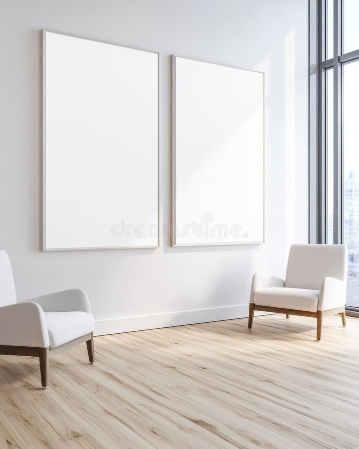 Modern Office with Minimalistic Layout and Blank Walls for Future ...