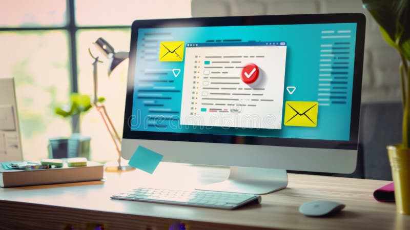 The Modern Office Monitor. AI Generated Stock Photo - Image of email ...