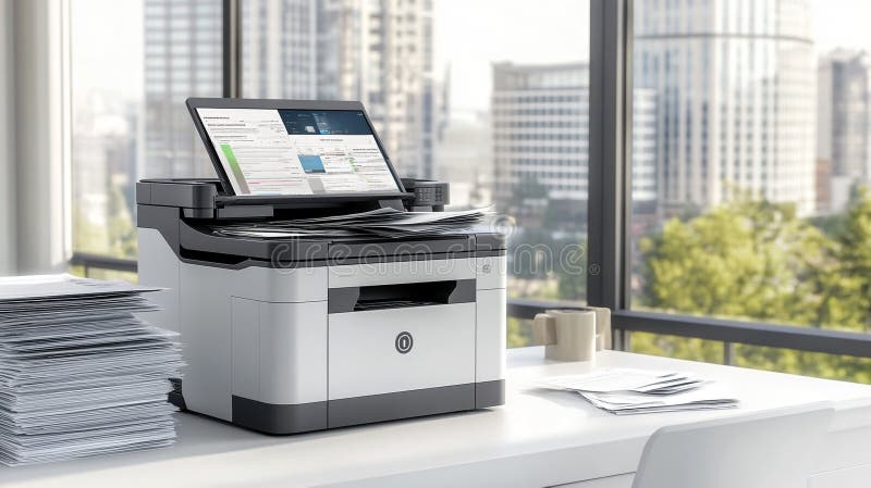 Modern Office Multifunction Printer High Resolution Image of a Sleek ...