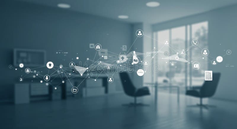 Modern Office Network Connectivity Abstract Image Symbolizing Network ...