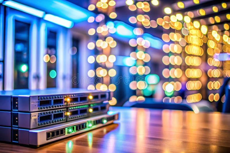 Modern Office Network Infrastructure Stunning Bokeh Effect Highlights ...