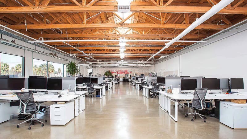 Modern Office, Open Plan, Workspace, Sunlight, California, Desks, Computers, Collaboration Stock ...
