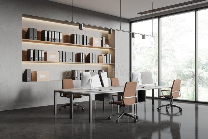 Modern Office with Open Space Design. 3D Rendering Stock Illustration ...