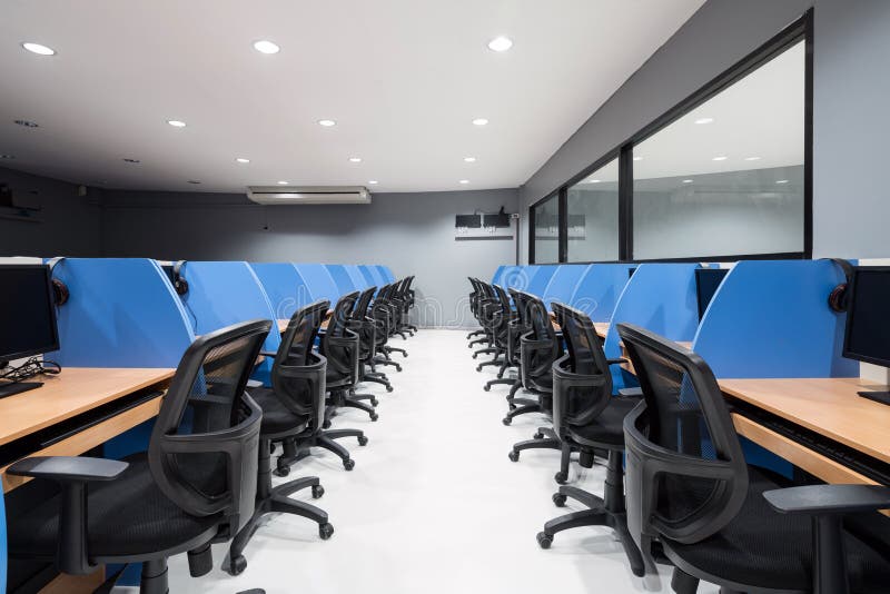 Modern Office Open Space Interior - Computer Room. Stock Image - Image ...